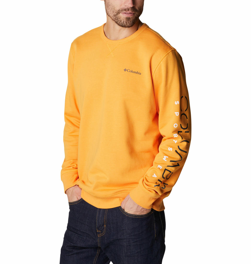 Columbia Men Yellow M Columbia Logo Fleece Crew (Sun Protection ...